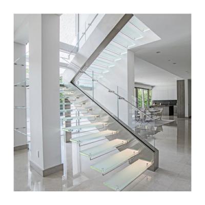 中国 Space saving custom glass floating glass stairs 販売のため