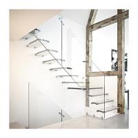 China Space saving custom glass floating glass stairs for sale