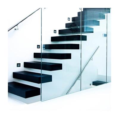 Cina Modern design wood floating staircase wood stair treads solid l shape floating staircase in vendita