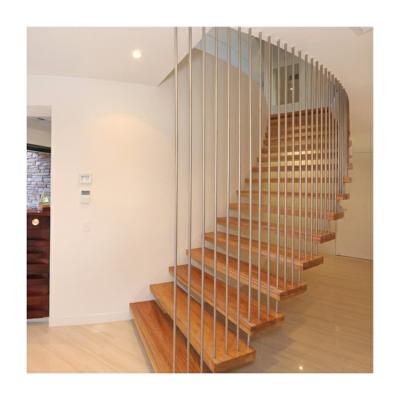 Cina Modern design wood floating staircase wood stair treads solid l shape floating staircase in vendita