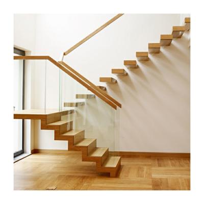 Cina Modern wood floating staircase wooden stair case floating treads in vendita