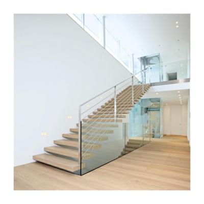 Cina Modern wood floating staircase wooden stair case floating treads in vendita