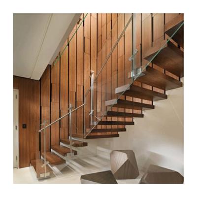 Cina Modern wood floating staircase wooden stair case floating treads in vendita