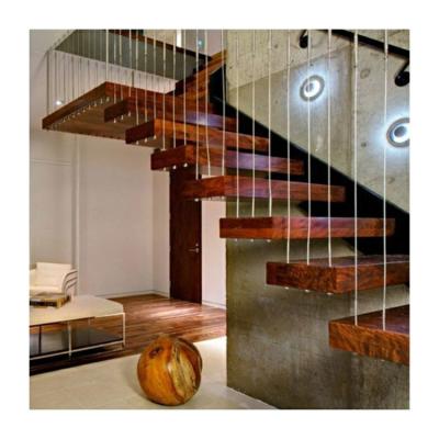 China Wood floating stiarcase beech wood staircase prefabricated floating stair design à venda