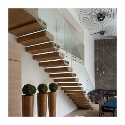 China Wood floating stiarcase beech wood staircase prefabricated floating stair design à venda