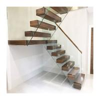 China Solid Wood Floating Stairs Customized Modern With 30mm Oak Tread for sale