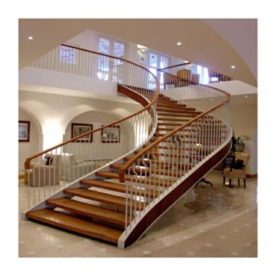 Cina Wooden tread half circle stairs Turkey framing curved stairway on site in vendita