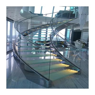 Cina Professional safety glass custom curved staircase arched stairs in vendita