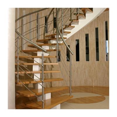 Cina Timber wooden steps steel round staircase design Dominican Republic beautiful curved stairway in vendita