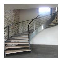 China Solid timber steps curved deck stairs Italy floating curved stairway for sale