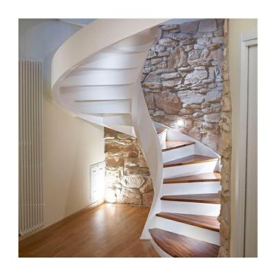 Cina Solid timber steps curved deck stairs Italy floating curved stairway in vendita