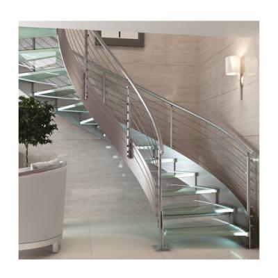 Cina Professional led glass concrete round staircase design open curved stairway in vendita