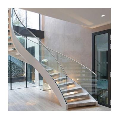 Cina Solid wood treads staircase curved Los Angeles spiral stairway in vendita