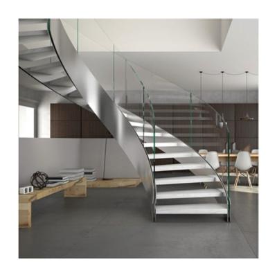 Cina Timber tread iron round staircase design South Sudan curved modern stairway in vendita