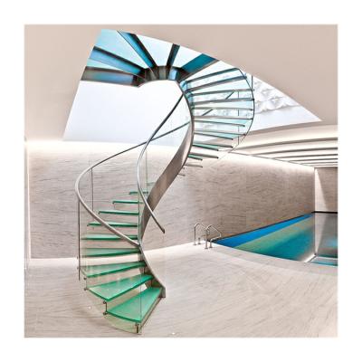 Cina Best sale laminated glass modern round staircase building circular stairs in vendita