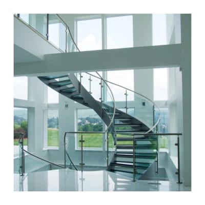Cina Practical design laminated glass curved stairs for small spaces bespoke curved stairway in vendita