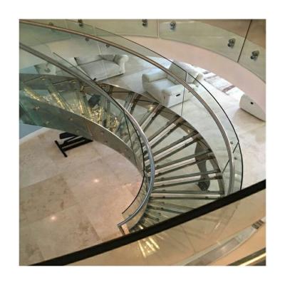 Cina Hot style safety glass bespoke curved stairs arcways design staircase in vendita