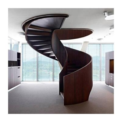 China Solid timber steps curved staircase with landing Canada prefab curved stairway for sale