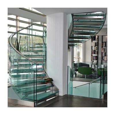 China Hot style double layer glass curved staircase design making curved stairway for sale
