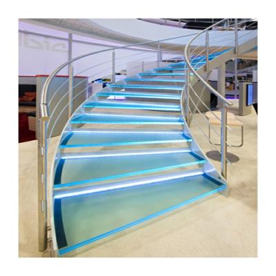 China Hot style double layer glass curved staircase design making curved stairway for sale