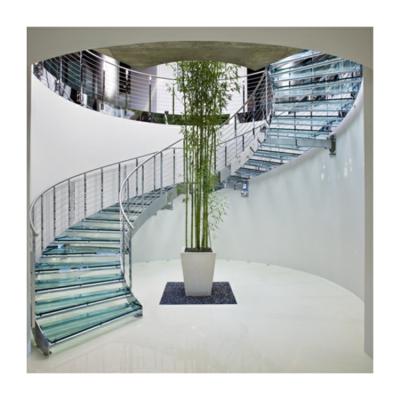China Hot style double layer glass curved staircase design making curved stairway for sale