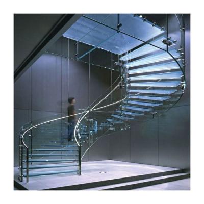 China Latest fashion double layer glass circular staircase design half circle stairs design for sale