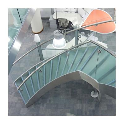 China High quality tmepered glass curved-round-spiral steel staircase white curved stairway for sale