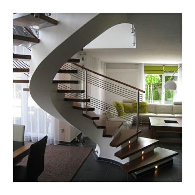 China Timber treads curved metal balusters America semi curved stairway for sale