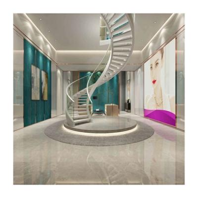 China Solid wooden tread curved stairs revit Samoa arcway stair for sale