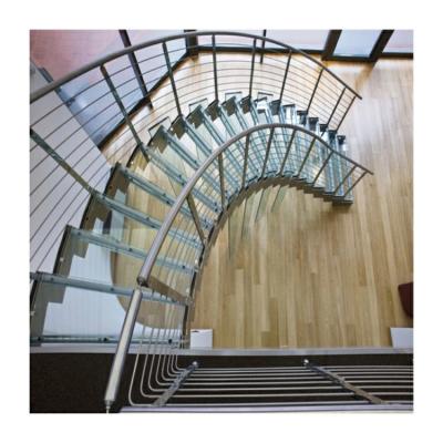 China New arrival Multilayer glass building circular stairs stairway curved at bottom for sale