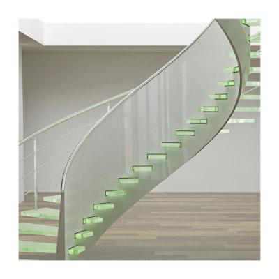 China New arrival Multilayer glass building circular stairs stairway curved at bottom for sale
