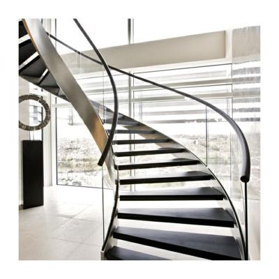 Cina Timber wooden treads custom curved staircase Tajikistan laminate curved stairway nosing in vendita