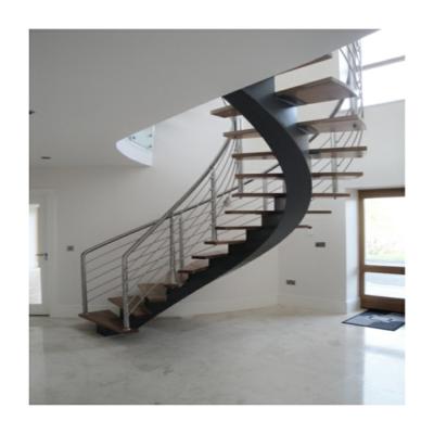 Cina Solid wooden tread circular staircase design Netherlands custom curved stairway in vendita
