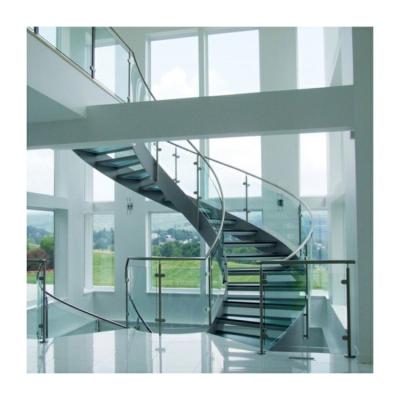 Cina Good quality double layer glass build curved deck stairs stairway nosing for curved stairway in vendita