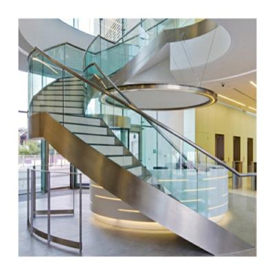 Cina Good quality double layer glass build curved deck stairs stairway nosing for curved stairway in vendita