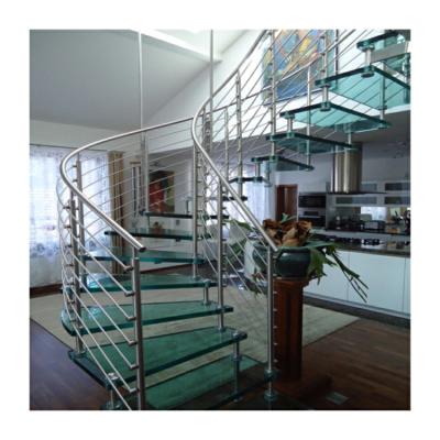 Cina Good quality double layer glass build curved deck stairs stairway nosing for curved stairway in vendita