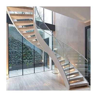 Cina Timber wooden treads luxury modern curved staircase Canberra curved stairway ireland in vendita