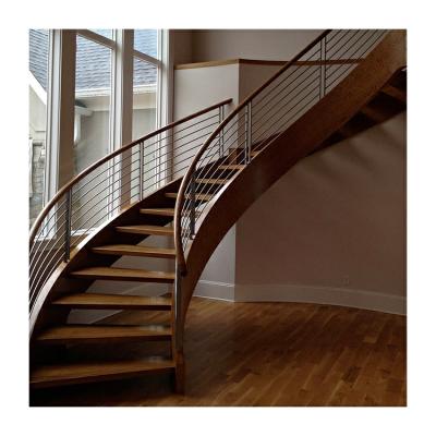 Cina Solid wooden steps prefab curved staircase Tome and Principe curved stairway stringers in vendita