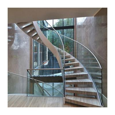 China Wood step prefabricated curved staircase Toronto curved stairway lift for sale for sale