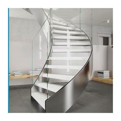 China Wooden treads staircase design curved Uganda curved handrail for spiral stairway for sale
