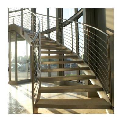 China Timber wooden tread curved staircase dwg Guinea curved stairway design for sale