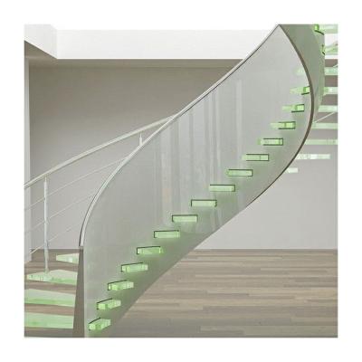 China Commercial double layer glass a curving staircase luxury curved stairway for sale