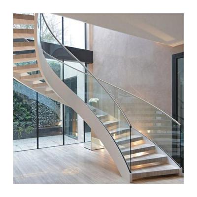 China Timber wooden step curved stair treads Norway small curved stairway for sale
