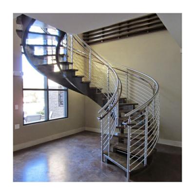 China Timber tread curved staircase design Iceland double curved stairway for sale