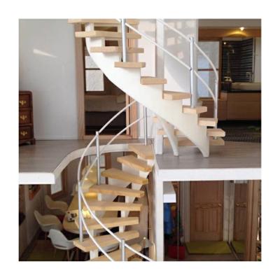 China Timber tread curved staircase design Iceland double curved stairway for sale