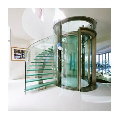 China Luxury ultra clear glass curved bottom staircase how to build a curved stairway for sale