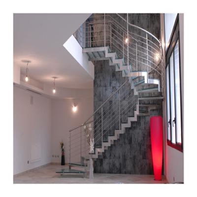 China Luxury ultra clear glass curved bottom staircase how to build a curved stairway for sale