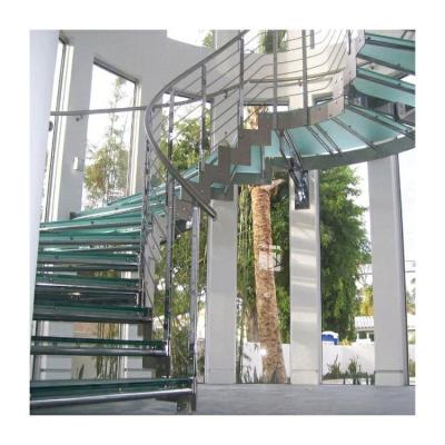 Cina Modern design laminated glass contemporary curved staircase double curved stairway in vendita
