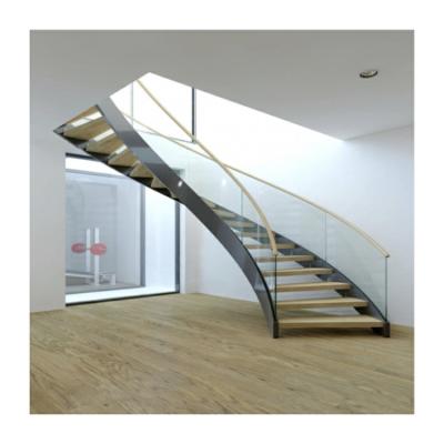 Cina Timber step curved double staircase Swaziland curved stairway kits in vendita