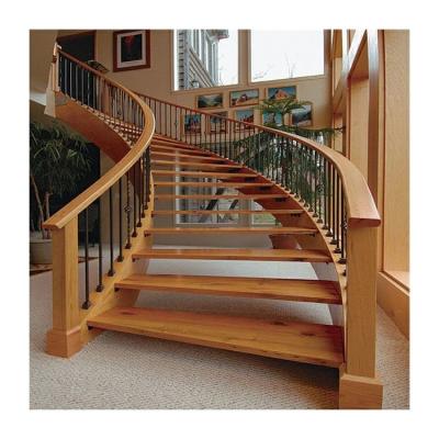 Cina Solid wood treads how to build curved stairs for a deck Island outdoor round stairway in vendita